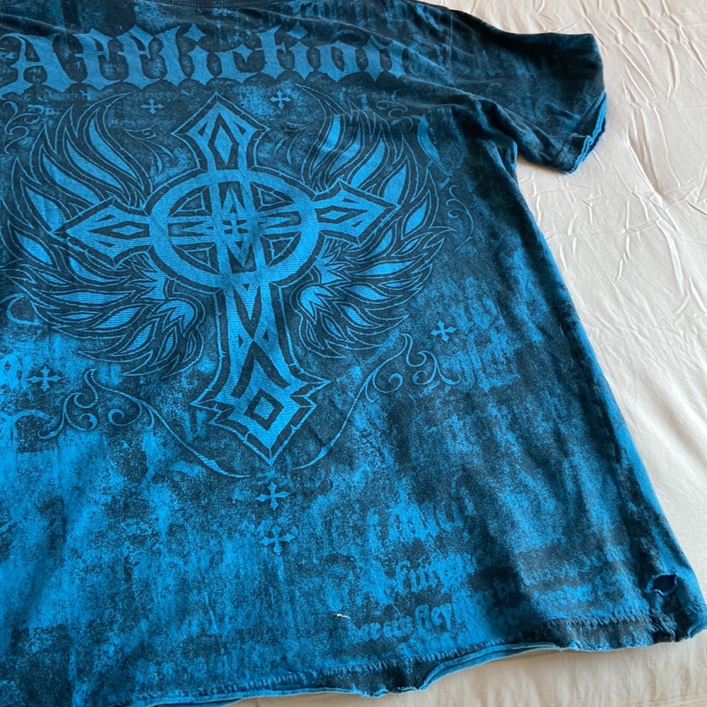 Rare Vintage Affliction Cross Fleur De Lis T-Shirt 2xl - Gem